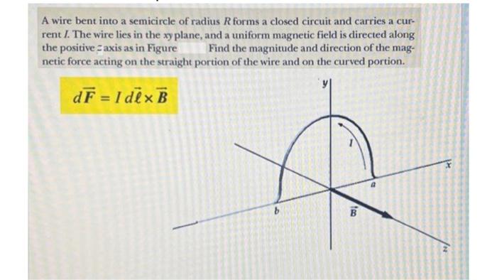 Solved A wire bent into a semicircle of radius R forms a | Chegg.com