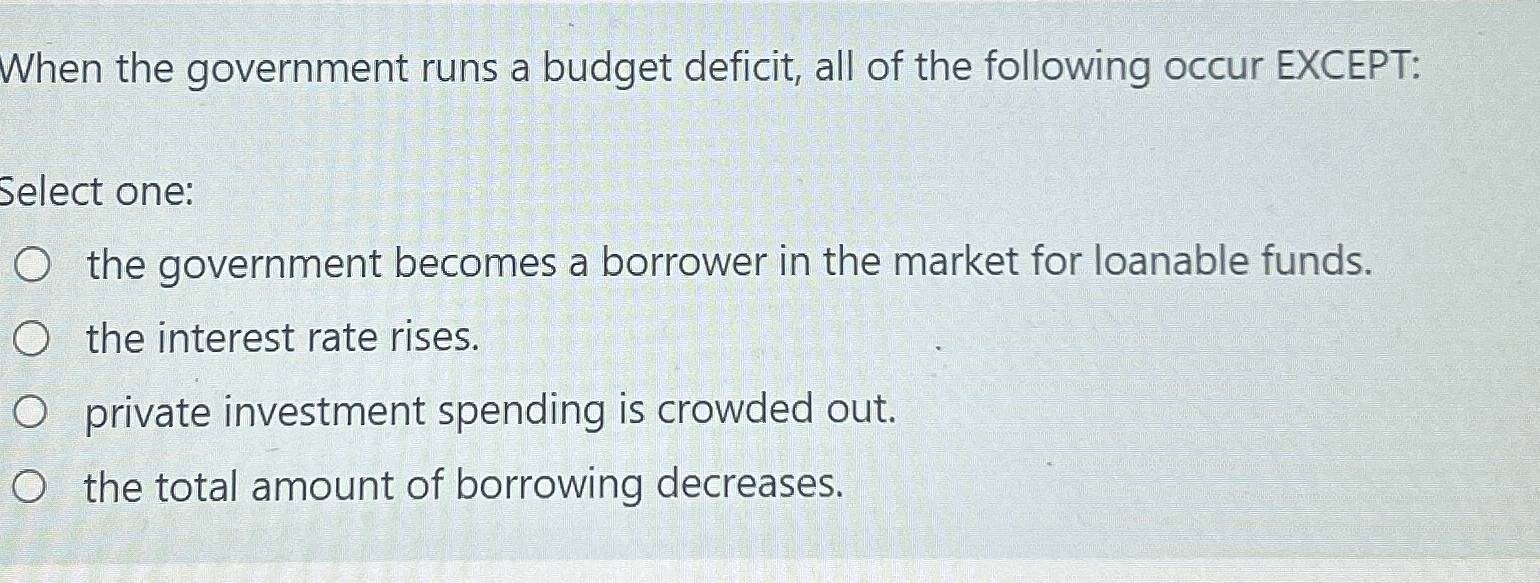 Solved When The Government Runs A Budget Deficit All Of The Chegg