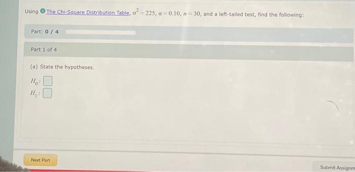 Solved Using OThe Chi-Square Distribution Table, | Chegg.com