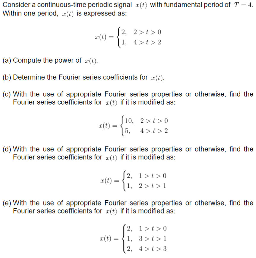 Consider a continuous-time periodic signal x(t) ﻿with | Chegg.com