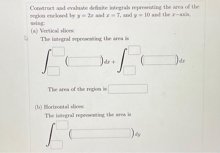 Solved Construct and evaluate definite integrals | Chegg.com
