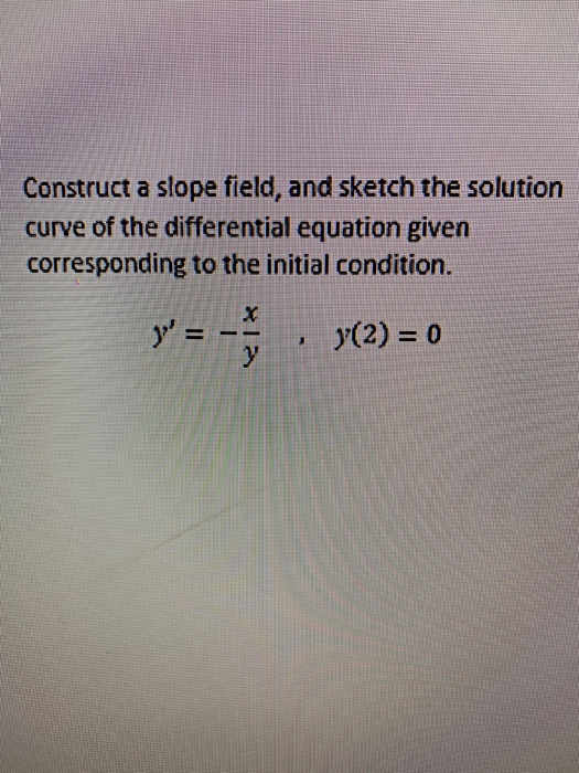 Solved Construct a slope field, and sketch the solution | Chegg.com