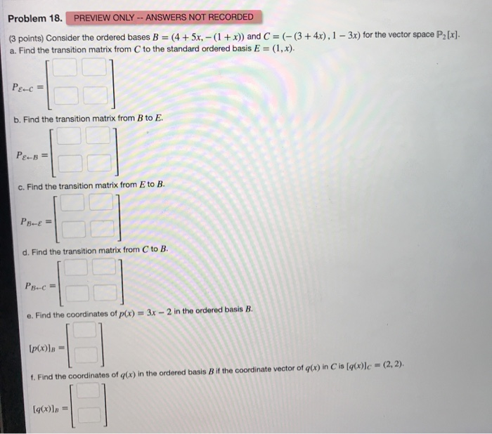 Solved Problem 18. PREVIEW ONLY -- ANSWERS NOT RECORDED (3 | Chegg.com