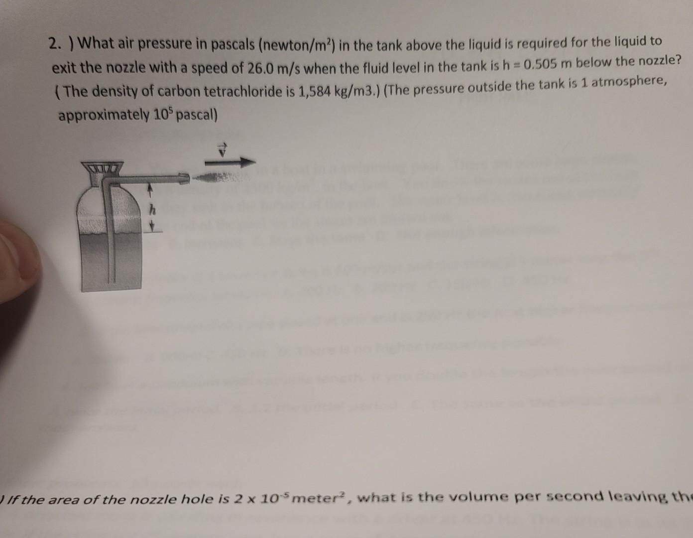 Solved 2. What air pressure in pascals (newton /m2 ) in the | Chegg.com