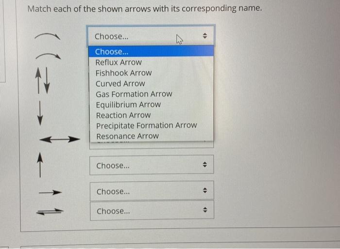 Solved Match each of the shown arrows with its corresponding | Chegg.com