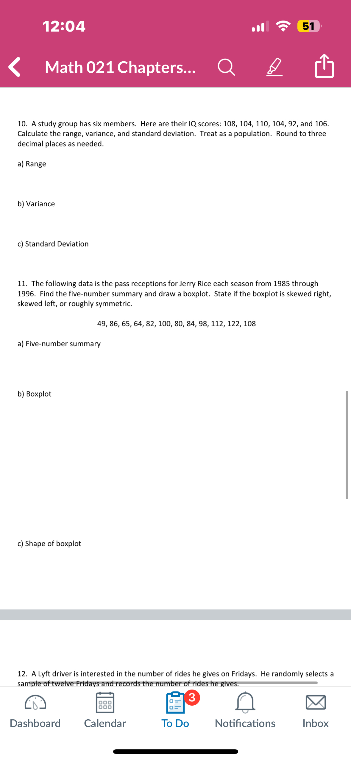 Solved How to solve 12:0451Math 021 ﻿Chapters...10. ﻿A study | Chegg.com