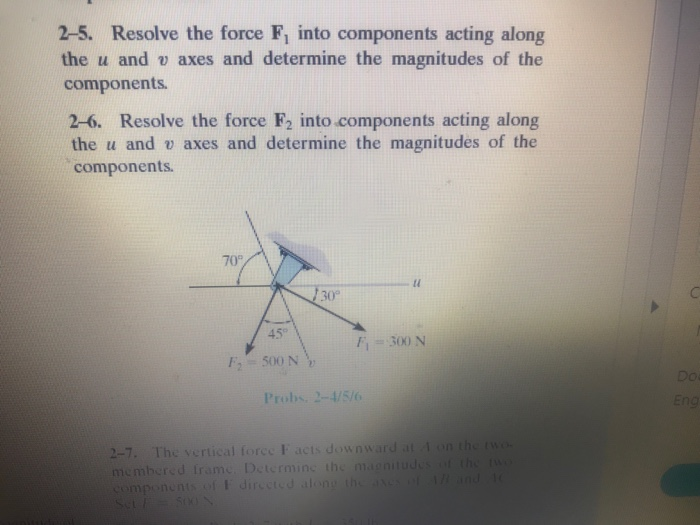 Solved 2-5. Resolve the force F, into components acting | Chegg.com