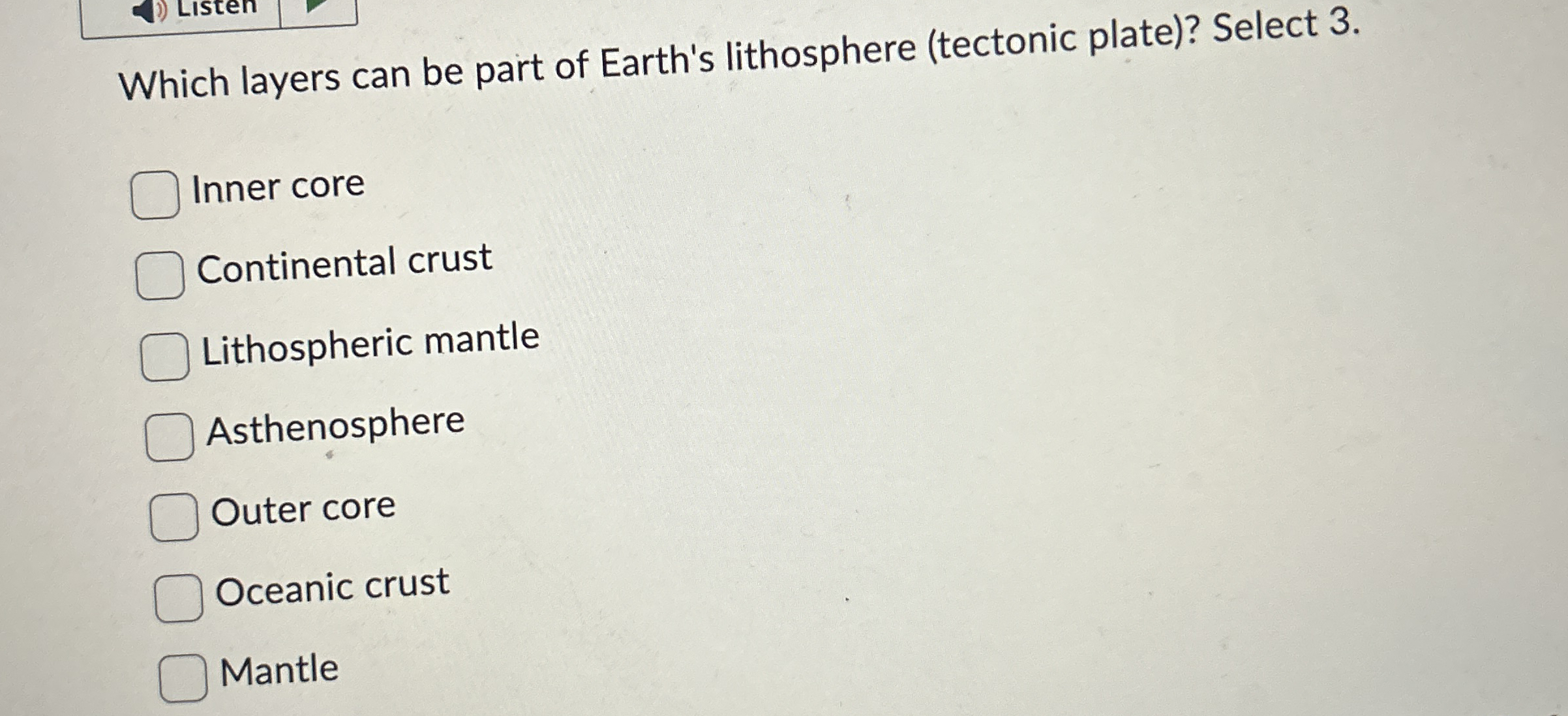 Solved Which layers can be part of Earth's lithosphere | Chegg.com