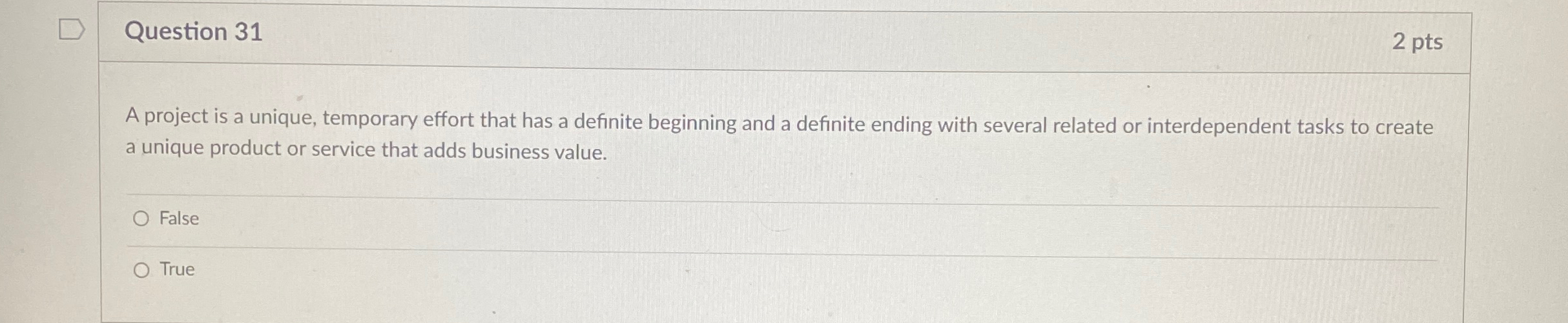 Solved Question 312 ﻿ptsA project is a unique, temporary | Chegg.com