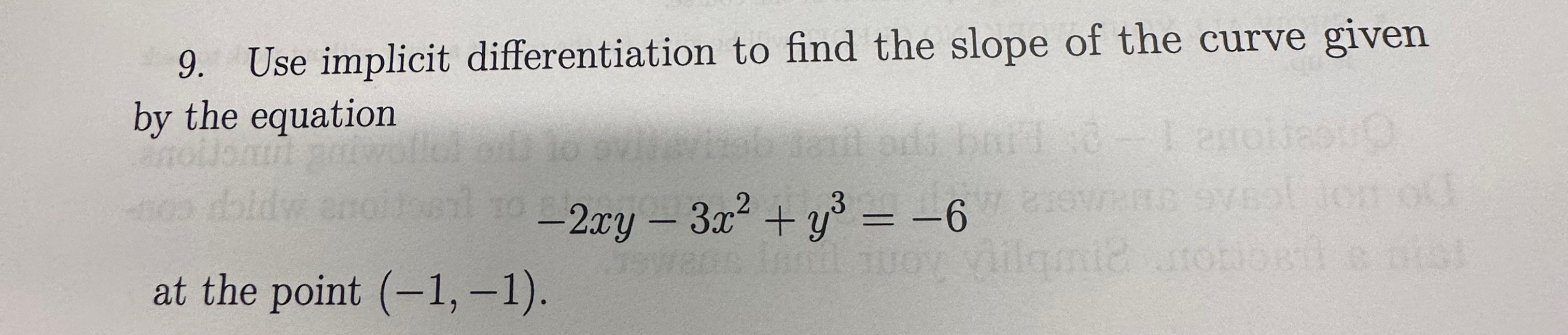 Solved Use implicit differentiation to find the slope of the | Chegg.com