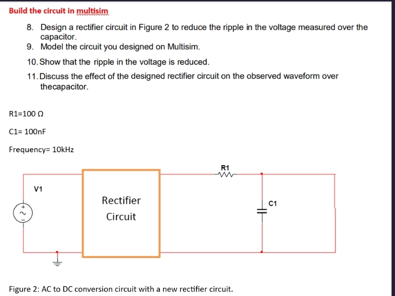 Solved Build the circuit in multisim8. ﻿Design a rectifier | Chegg.com