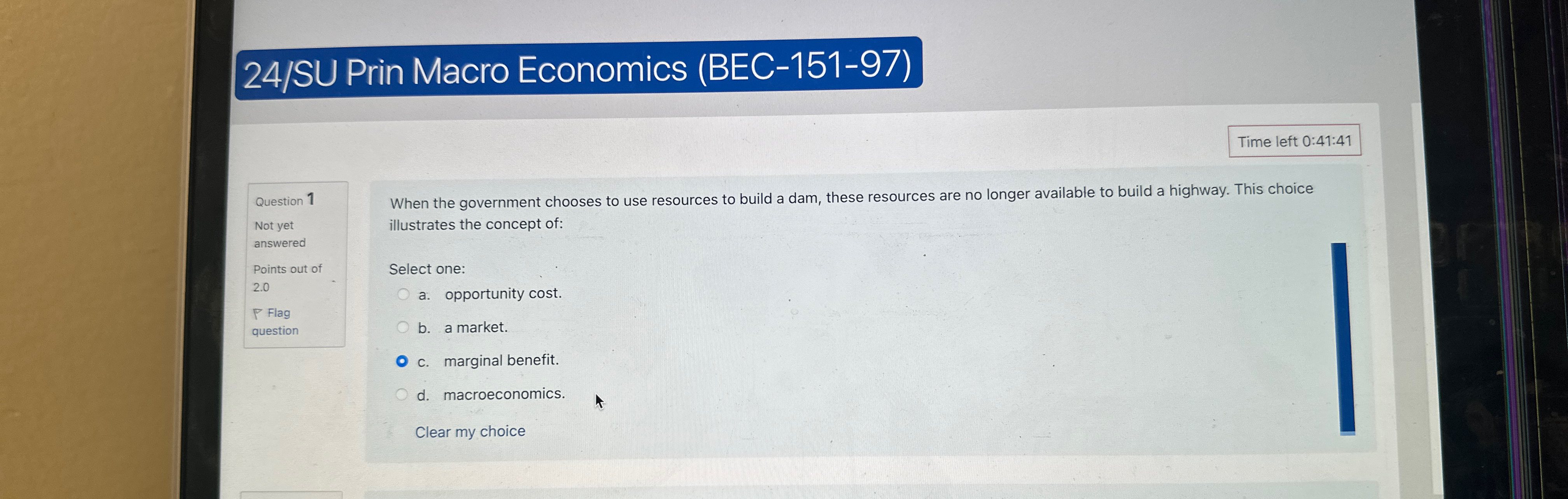 Solved 24/SU Prin Macro Economics (BEC-151-97)Time left | Chegg.com