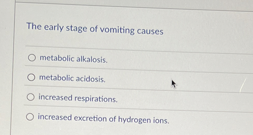 Solved The early stage of vomiting causesmetabolic | Chegg.com