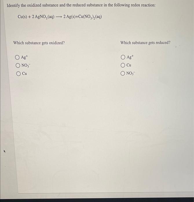 Solved Identify the oxidized substance and the reduced | Chegg.com