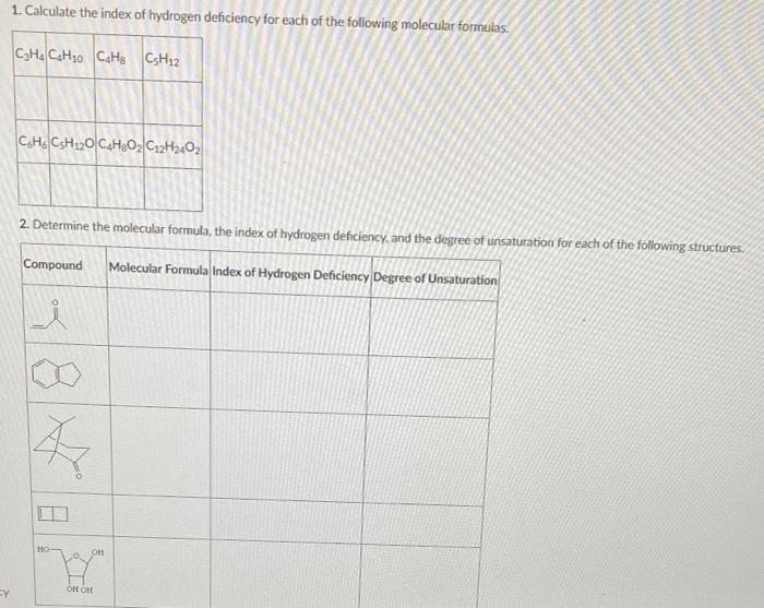 Solved 1. Calculate the index of hydrogen deficiency for | Chegg.com