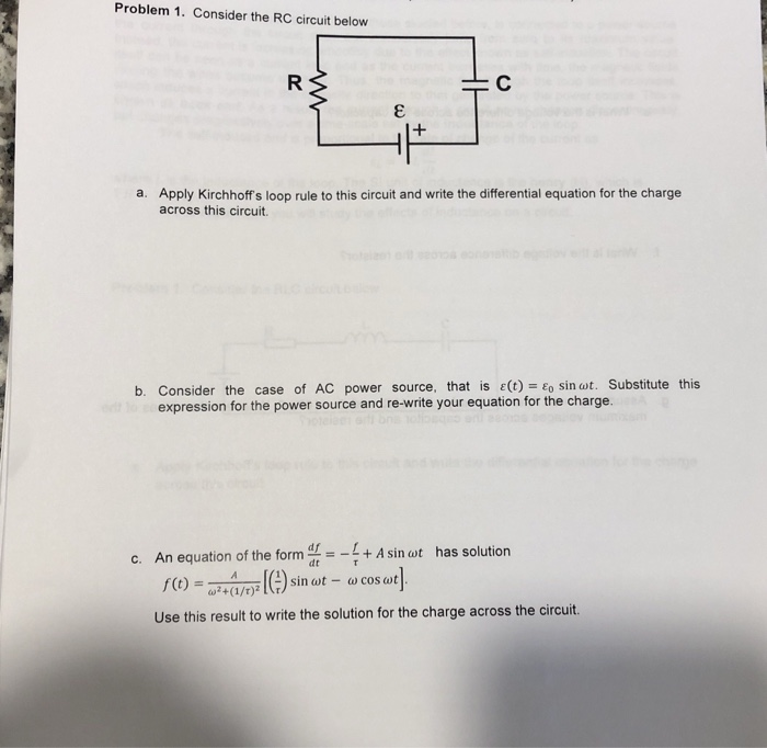 Solved Problem 1. Consider the RC circuit below R