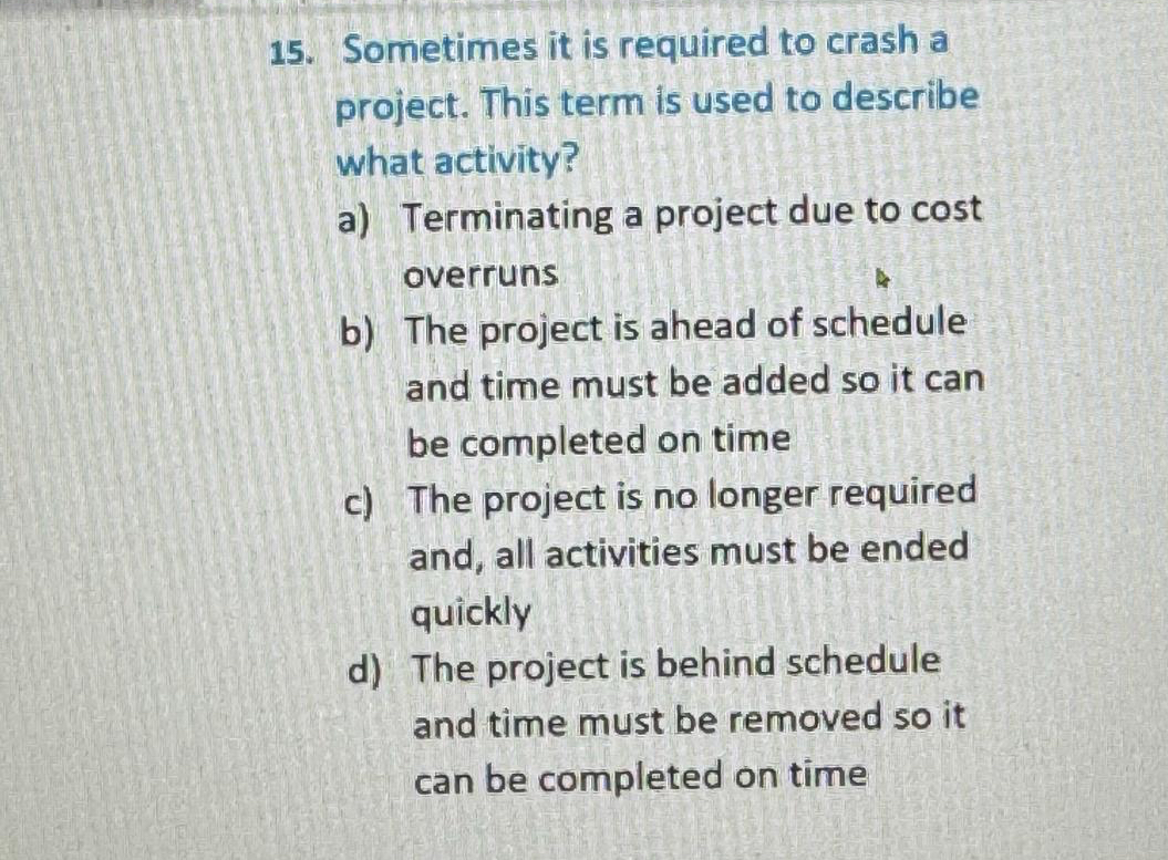 Solved Sometimes it is required to crash a project. This | Chegg.com