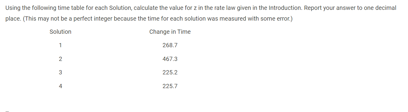 Solved Using the following time table for each Solution, | Chegg.com