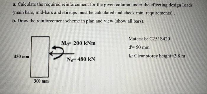 a. Calculate the required reinforcement for the given | Chegg.com