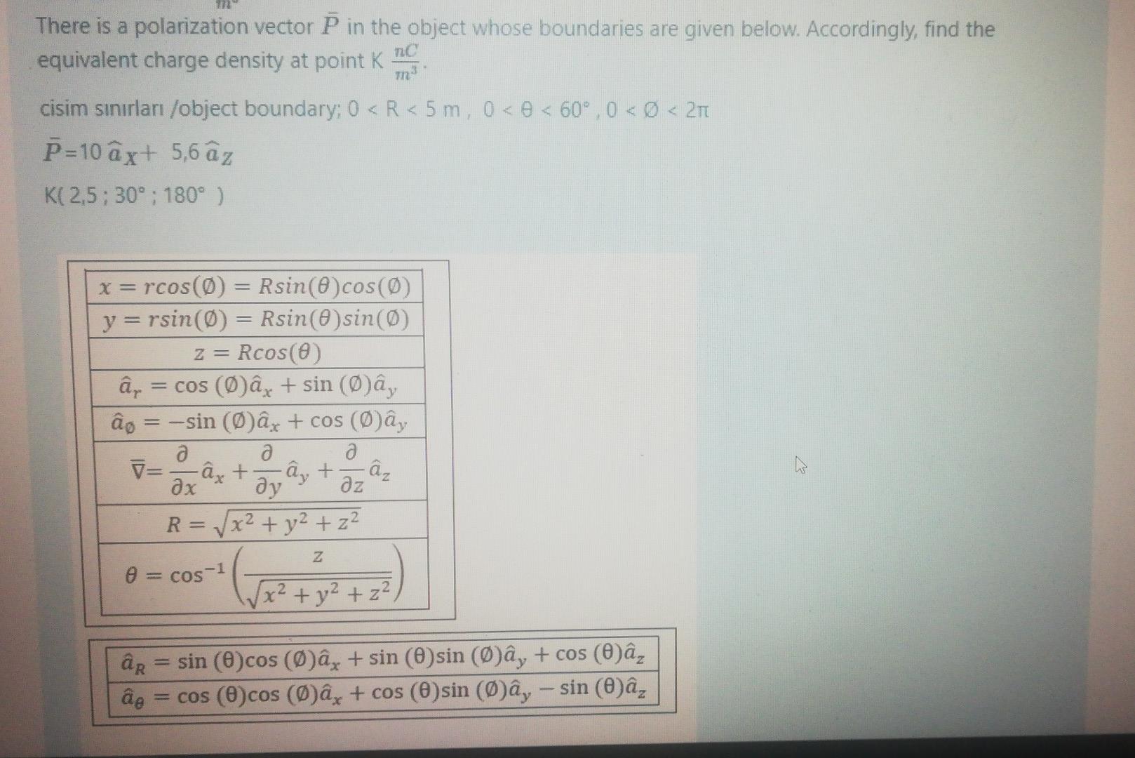 Solved There is a polarization vector P in the object whose | Chegg.com