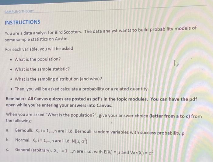 Solved INSTRUCTIONS You are a data analyst for Bird | Chegg.com