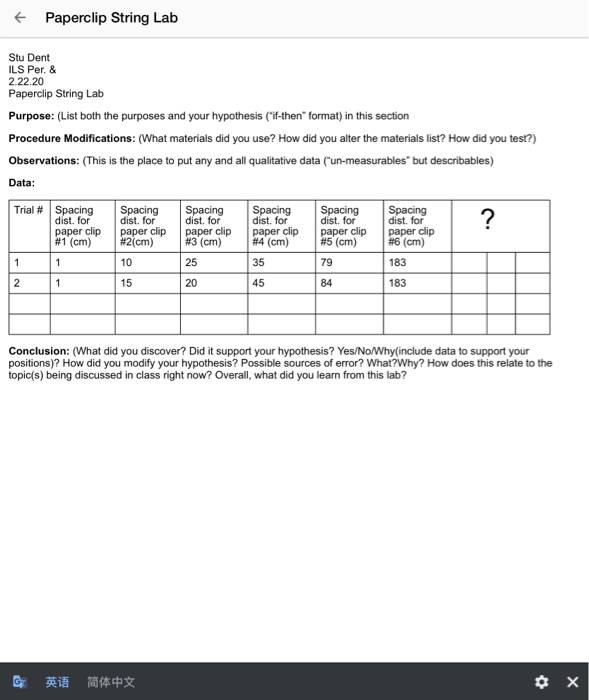 Por Paperclip String Lab.pdf 打开用 6 Name: Date: | Chegg.com