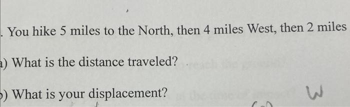 Solved You hike 5 miles to the North, then 4 miles West, | Chegg.com