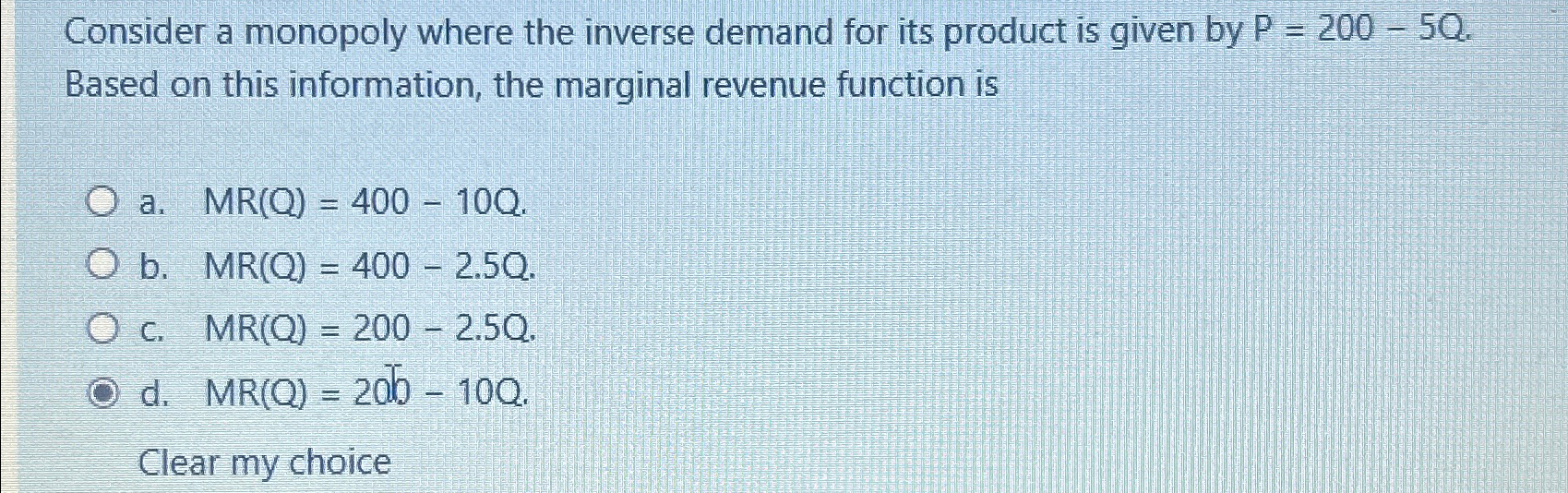 Solved Consider a monopoly where the inverse demand for its | Chegg.com