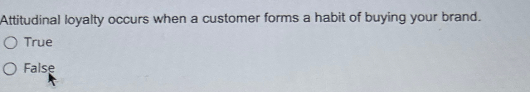 Solved Attitudinal loyalty occurs when a customer forms a | Chegg.com