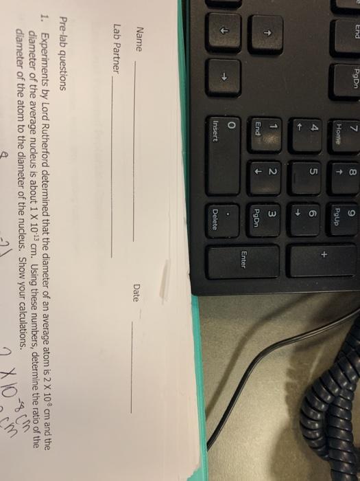 Solved End PgDn 7 8 9 Home PgUp 4 5 + 1 N 3 PgOn End Enter | Chegg.com