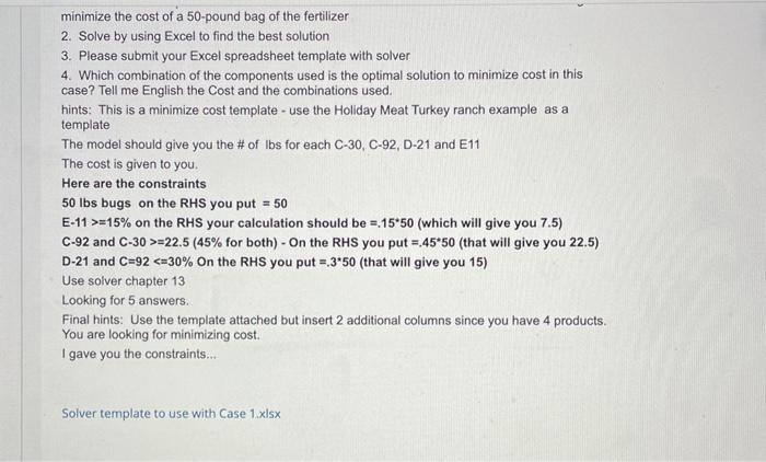 Solved hi, please solve this using the solver template from | Chegg.com