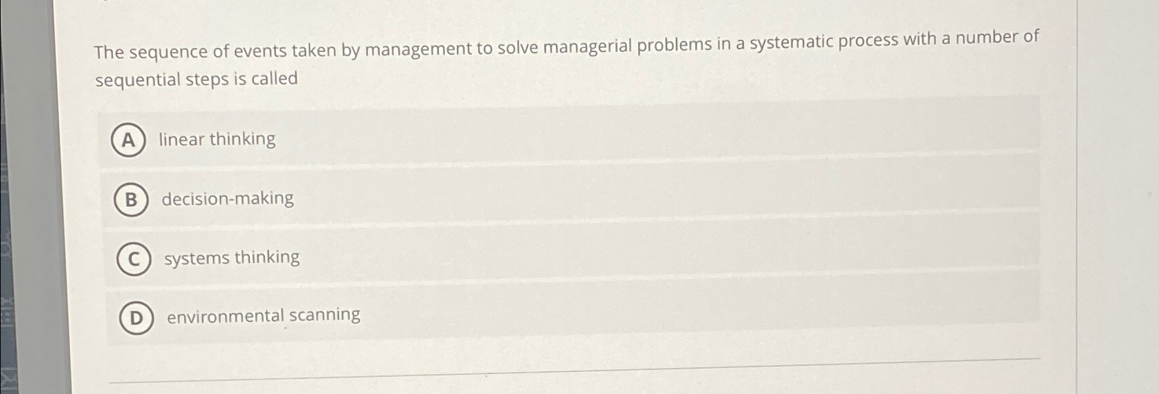 Solved The sequence of events taken by management to solve | Chegg.com