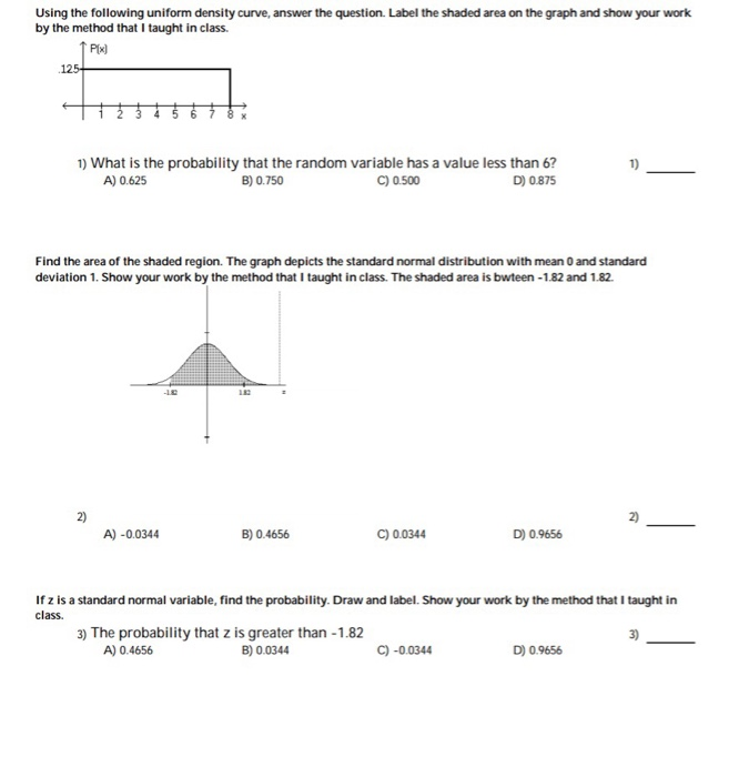 Solved Using the following uniform density curve, answer the | Chegg.com