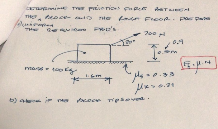 Solved DETERMINE THE FRICTION FORCE BETWEEN THE Book SND THE | Chegg.com