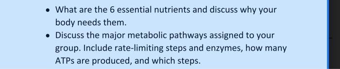 Solved - What are the 6 essential nutrients and discuss why | Chegg.com