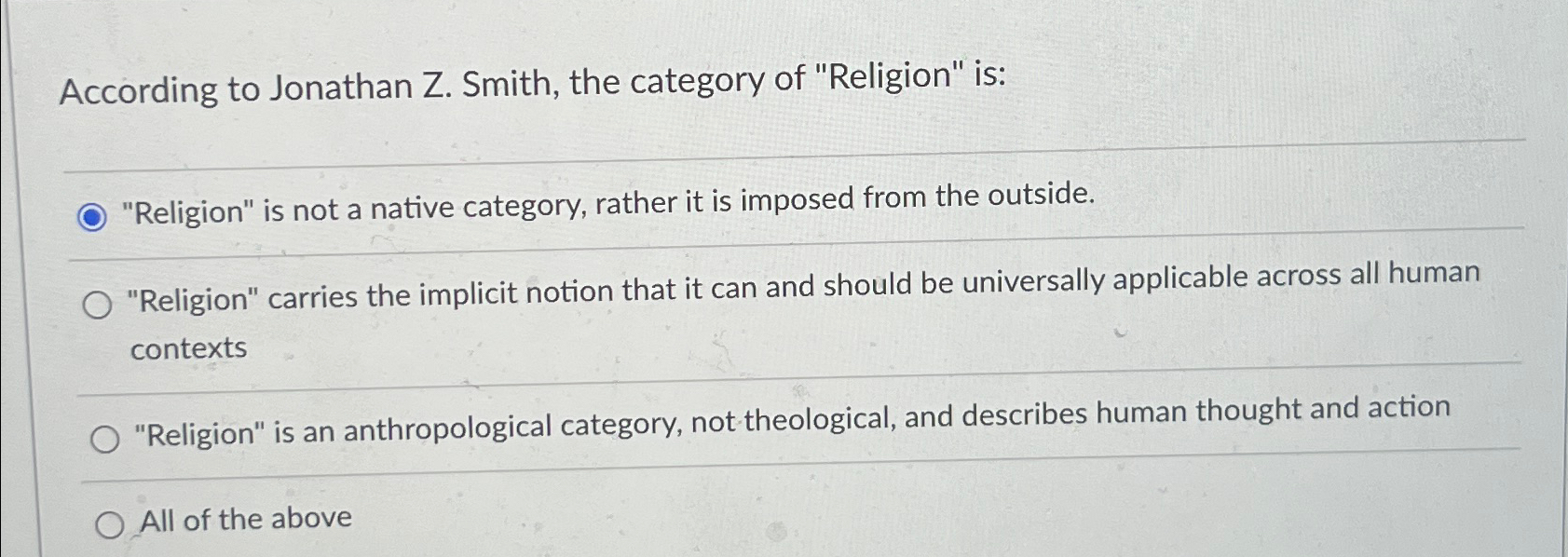 Solved According to Jonathan Z. ﻿Smith, the category of | Chegg.com