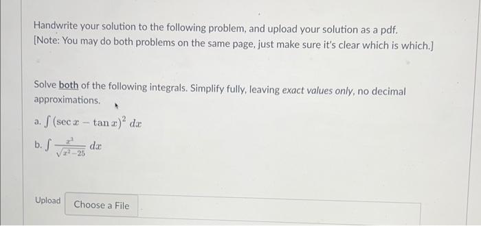Solved Handwrite your solution to the following problem, and | Chegg.com