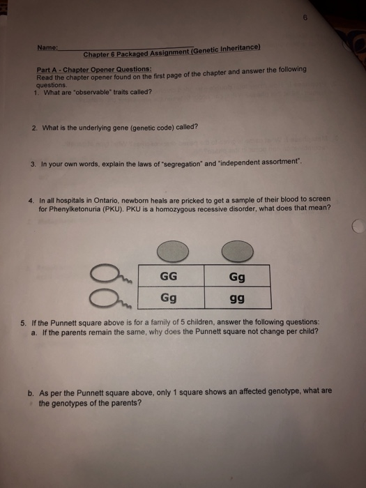 Solved Name: Chapter 6 Packaged Assignment (Genetic | Chegg.com
