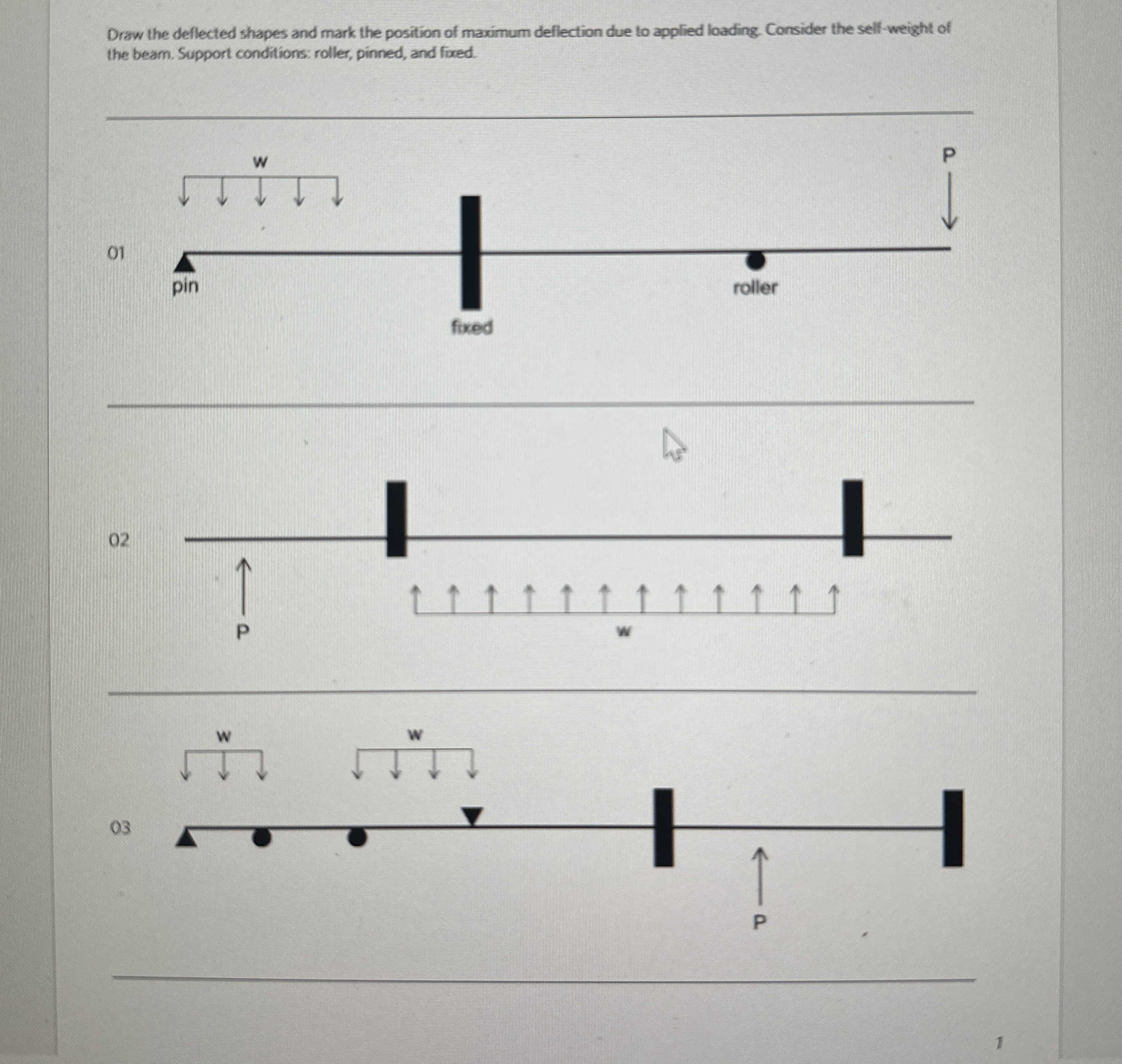 Solved DRAW THE DEFLECTED SHAPES FOR 1,2, ﻿and 3 ﻿and mark | Chegg.com