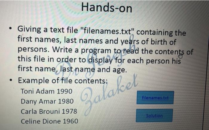 Solved Hands On Giving A Text File Filenames Txt