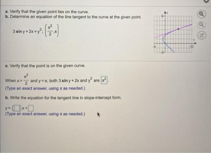 Solved a. Verify that the given point lies on the curve. b. | Chegg.com