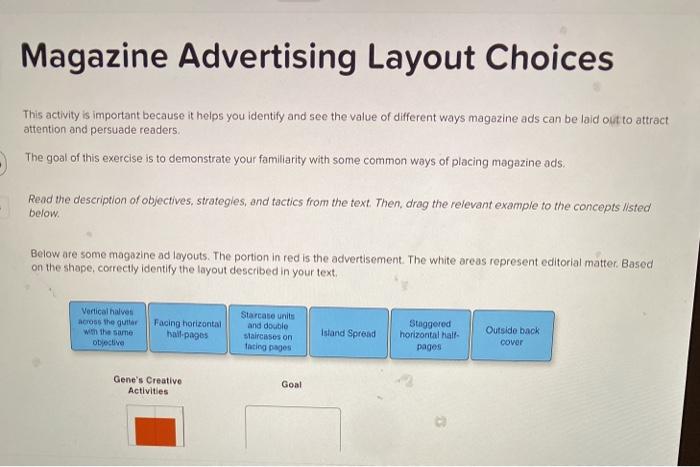 Solved Magazine Advertising Layout Choices This activity is | Chegg.com