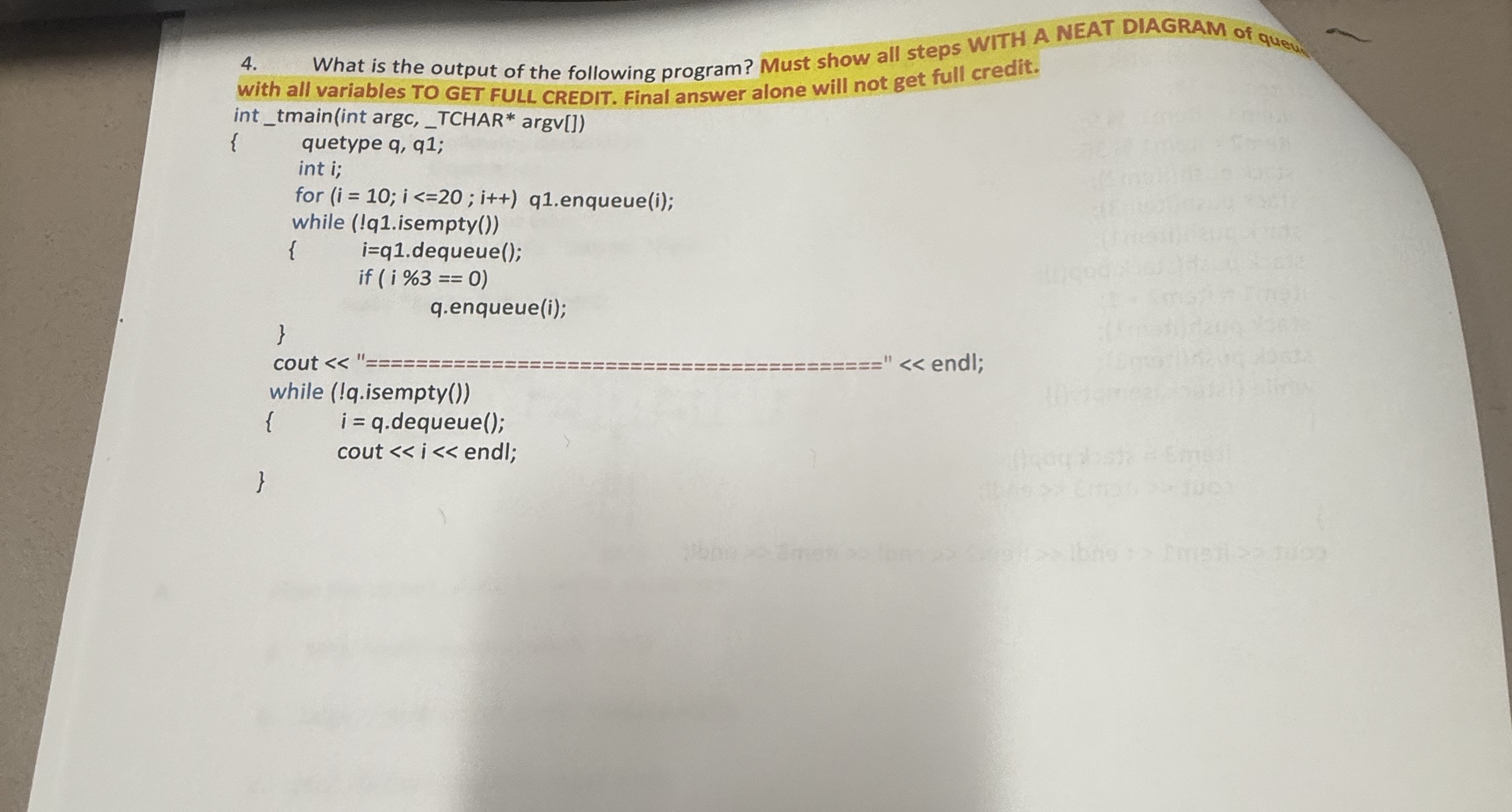 Solved What is the output of the following program? Must | Chegg.com