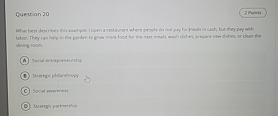 Solved Question 20What best describes this example: I open a | Chegg.com