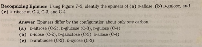 Solved Recognizing Epimers Using Figure 7-3, identify the | Chegg.com