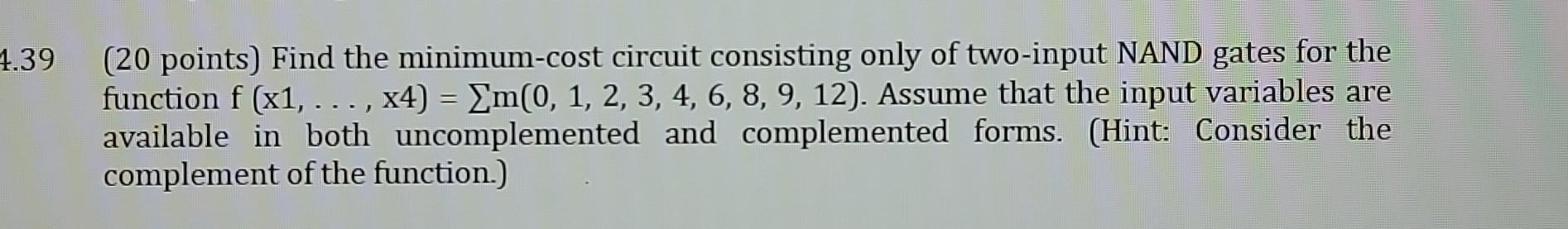 Solved 20 Points Find The Minimum Cost Circuit Consisting