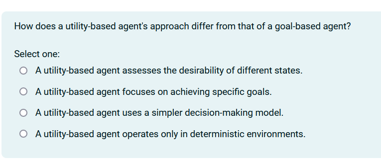 Solved How does a utility-based agent's approach differ from | Chegg.com