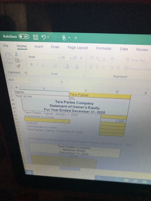 Solved AutoSave OH File Home Insert Draw Page Layout | Chegg.com