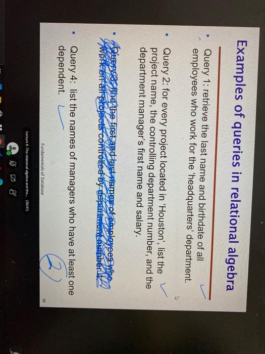 Examples of queries in relational algebra Query 1: | Chegg.com