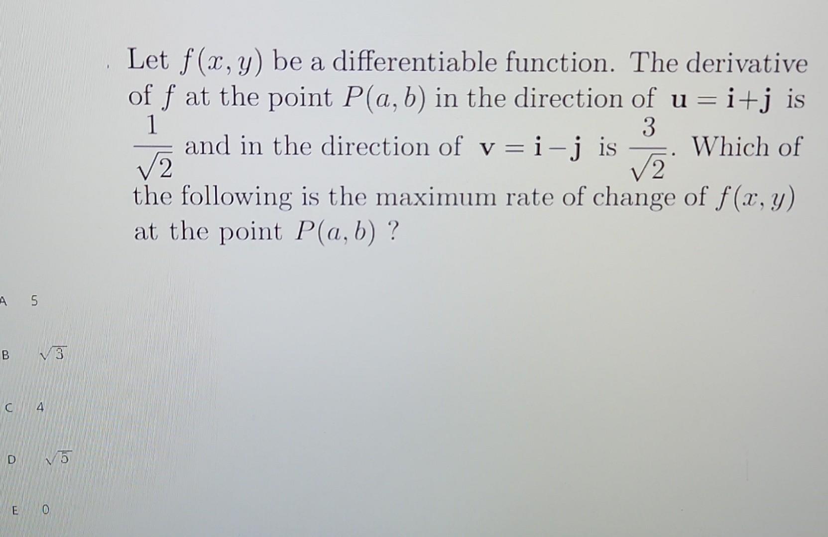 Solved Let f(x,y) be a differentiable function. The | Chegg.com